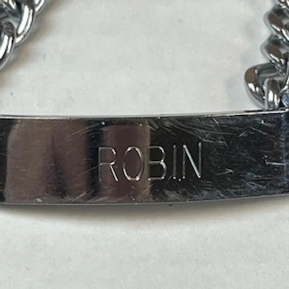 Jewelry | Vintage Silver Tone Robin Engraved Id Bracelet Japan Curb ...